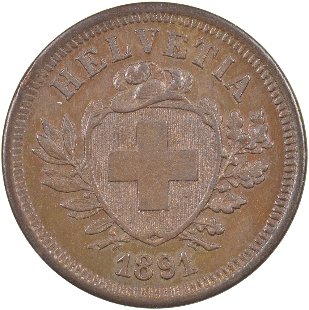 1 Rappen, 1891, unzirkuliert | Marcel Häberling Numismatik