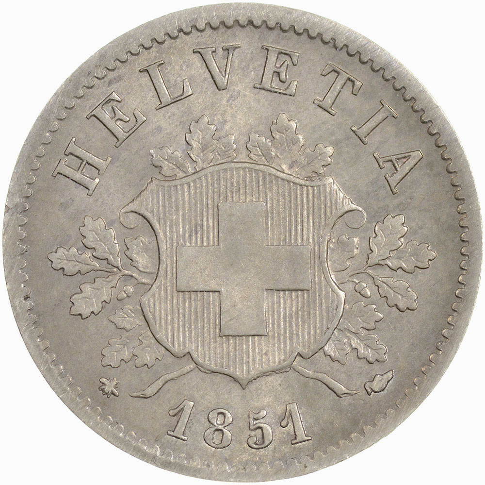 10 Rappen, 1851, unzirkuliert | Marcel Häberling Numismatik