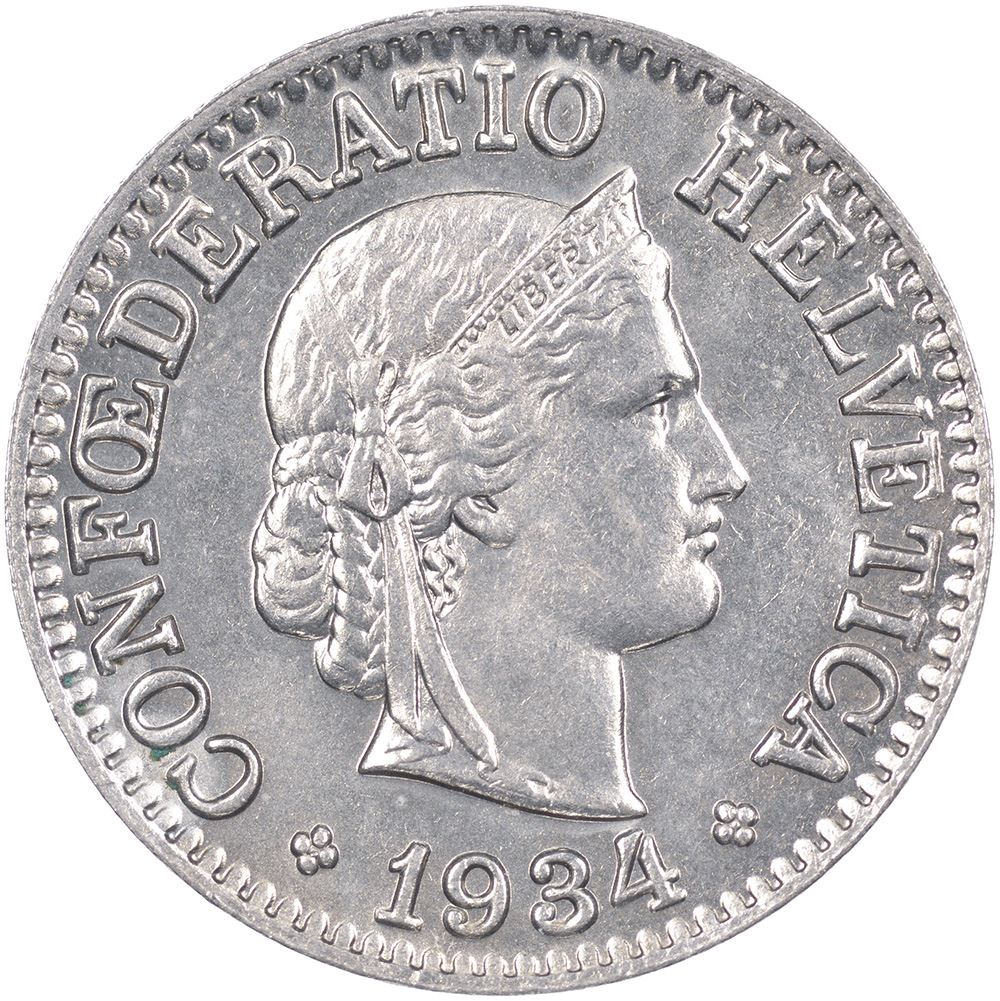 10 Rappen, 1934, unz/stgl | Marcel Häberling Numismatik