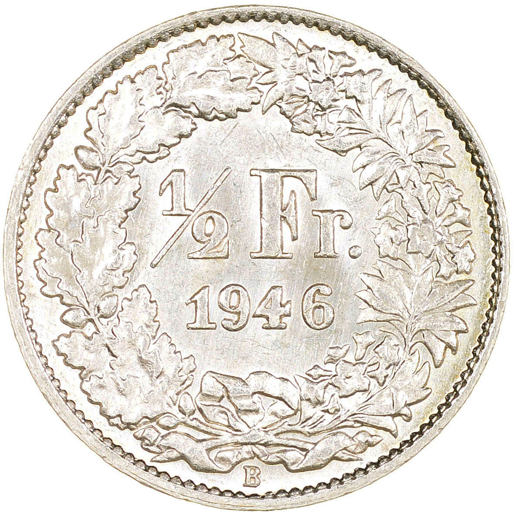 50 Rappen, 1946, fast unzirkuliert, gleichstehend | Marcel Häberling Numismatik