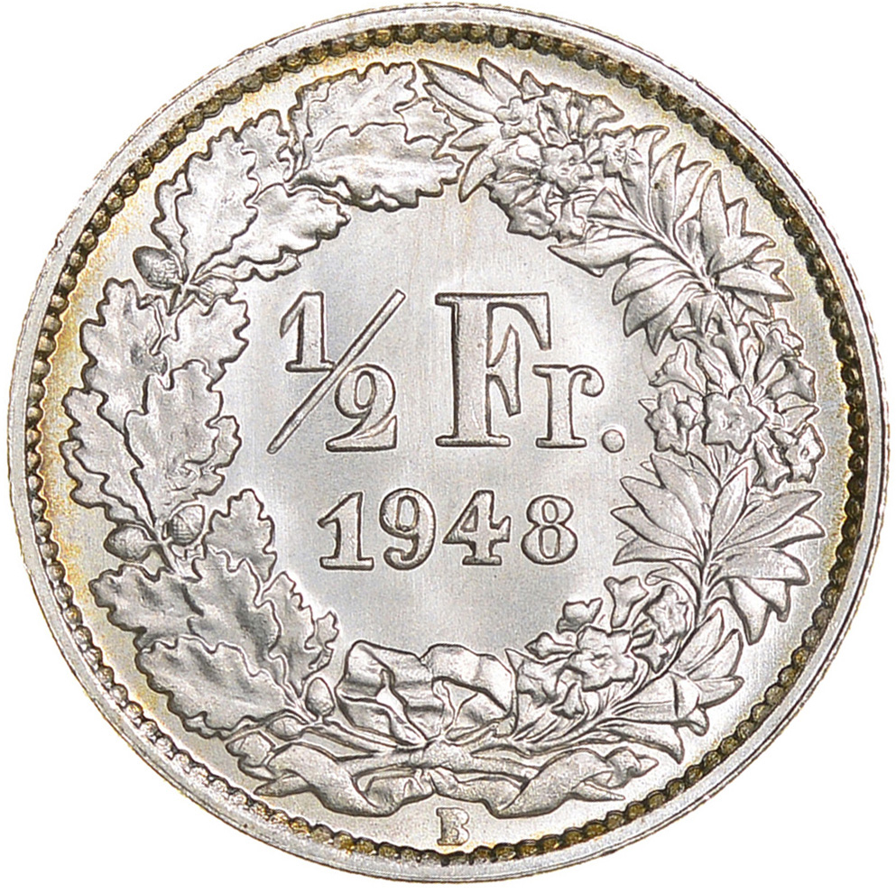 50 Rappen, 1948, Stempelglanz | Marcel Häberling Numismatik